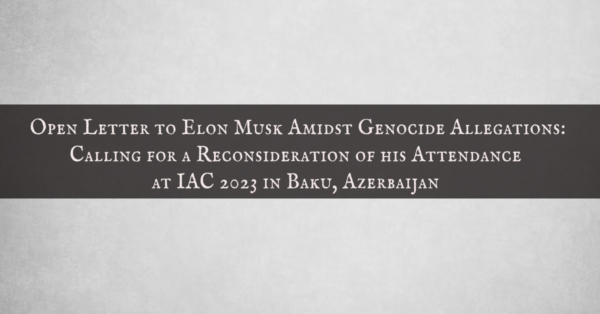 Open Letter to Elon Musk Amidst Genocide Allegations - NeverAgain1915.org